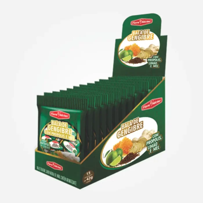 Display Bala de Gengibre com Própolis Limão e Mel - Loja Flora Néctar